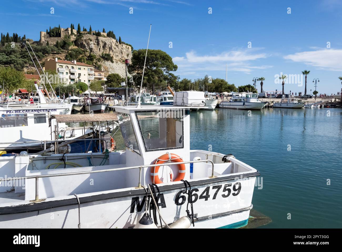 View of the harbor of Cassis situated east of Marseille, a popular ...