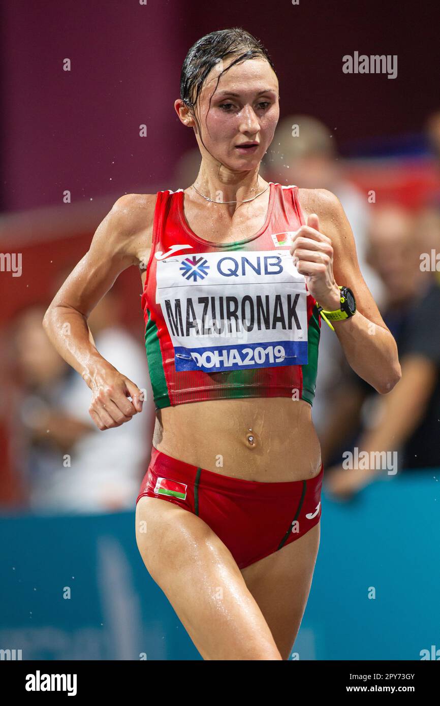 Volha MAZURONAK participating in the Doha 2019 World Athletics ...
