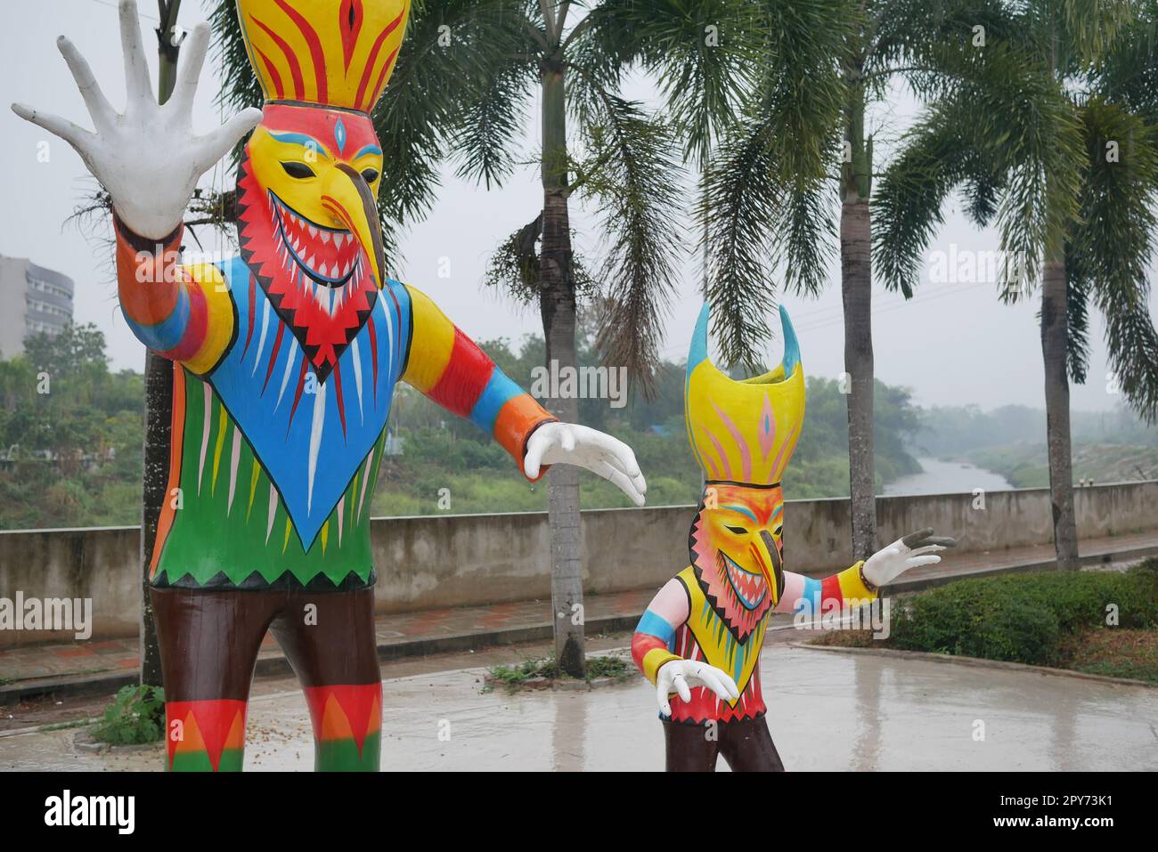 Colorful Ghost Mask Statues in Loei, Thailand Stock Photo - Alamy