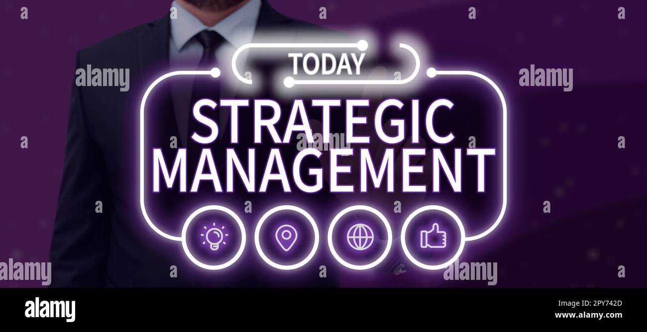 Text caption presenting Strategic Management. Business idea formulation ...