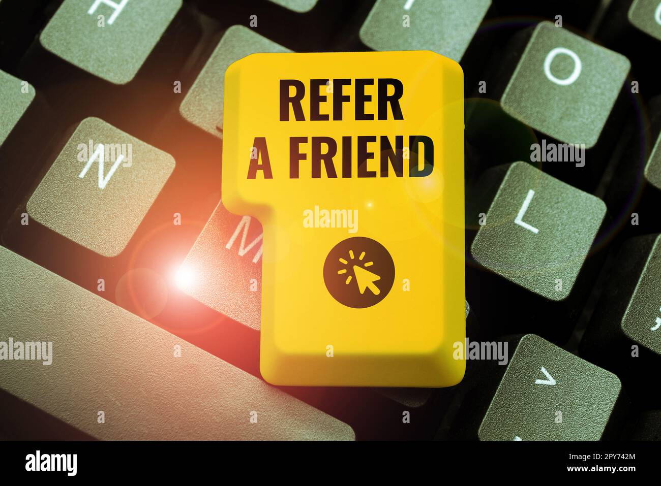 Hand writing sign Refer A Friend. Word Written on Recommendation ...