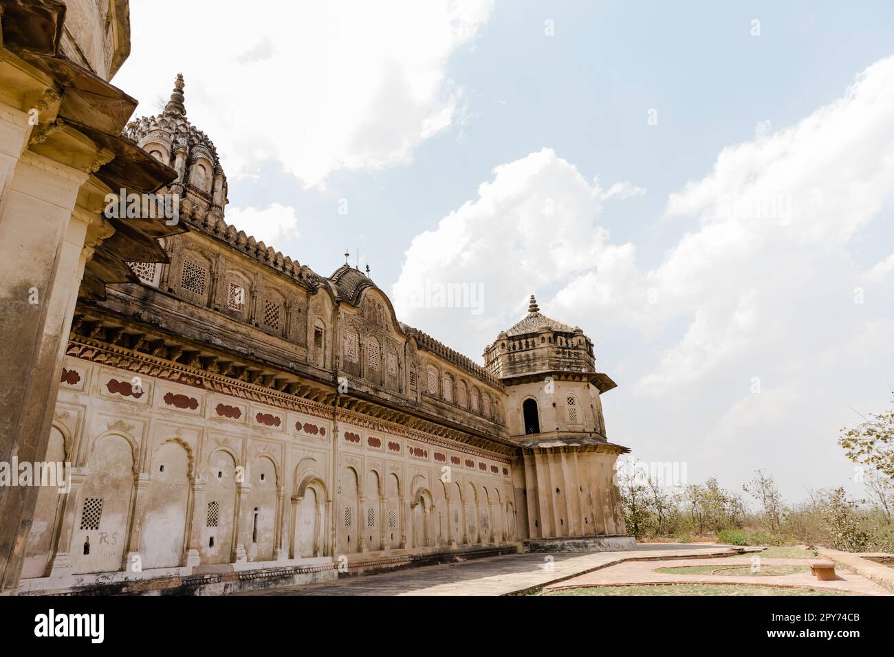 The historic Orchha Fort in India, with its intricate architecture and ...