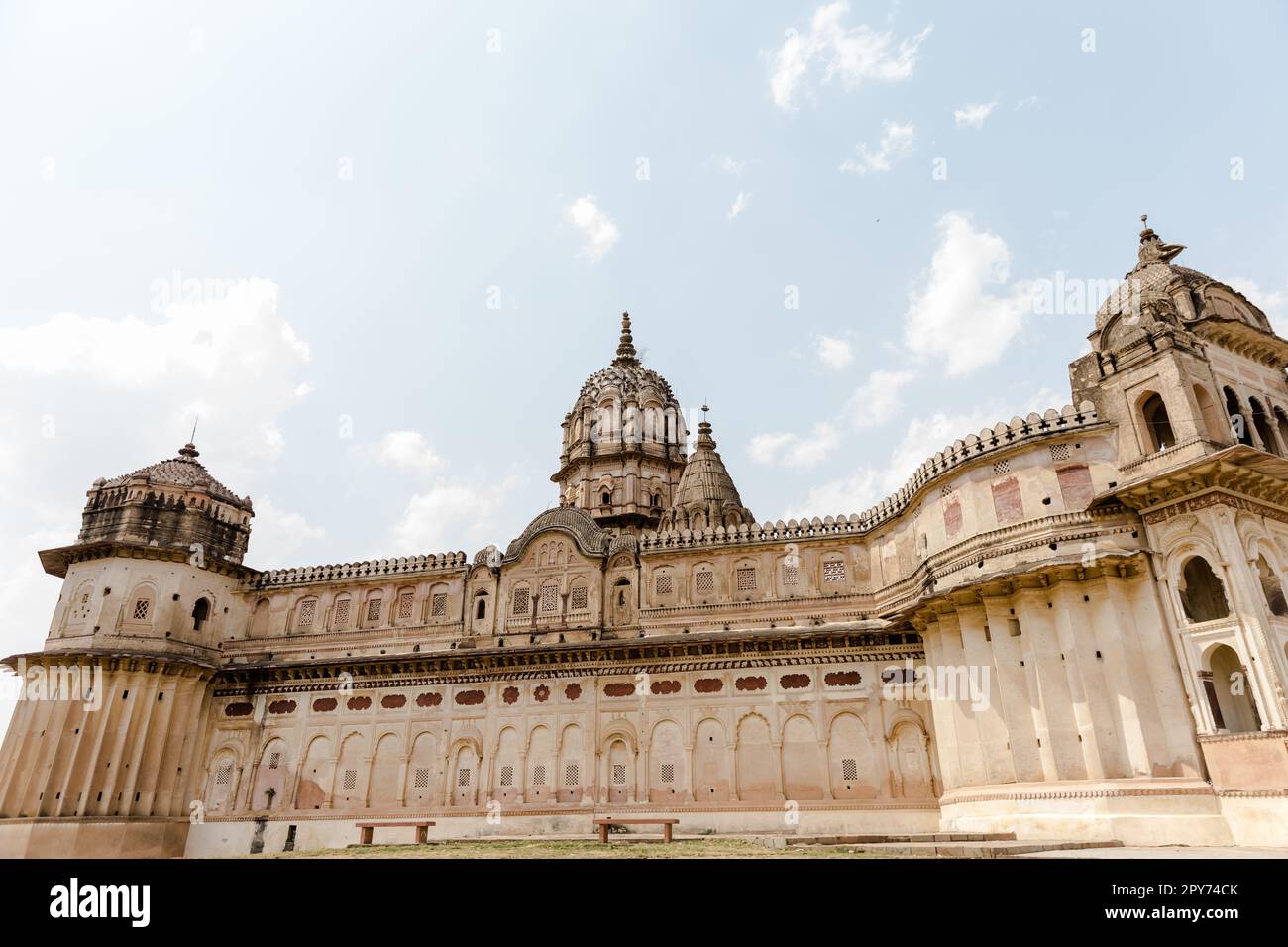 The historic Orchha Fort in India, with its intricate architecture and ...