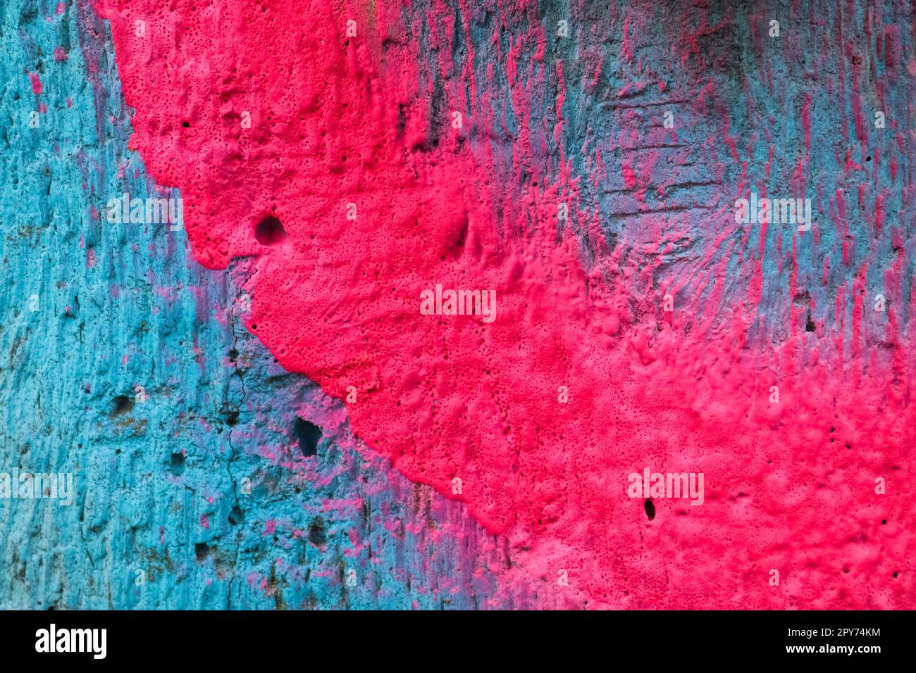 Detailed and colorful close up at paint on concrete wall textures in ...