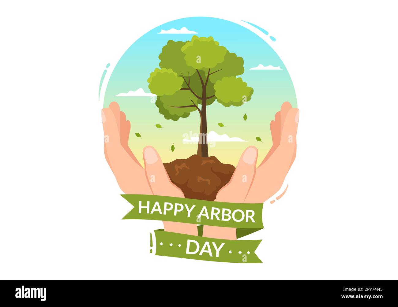 Happy Arbor Day on April 28 Illustration with Green Tree, Garden Tools ...