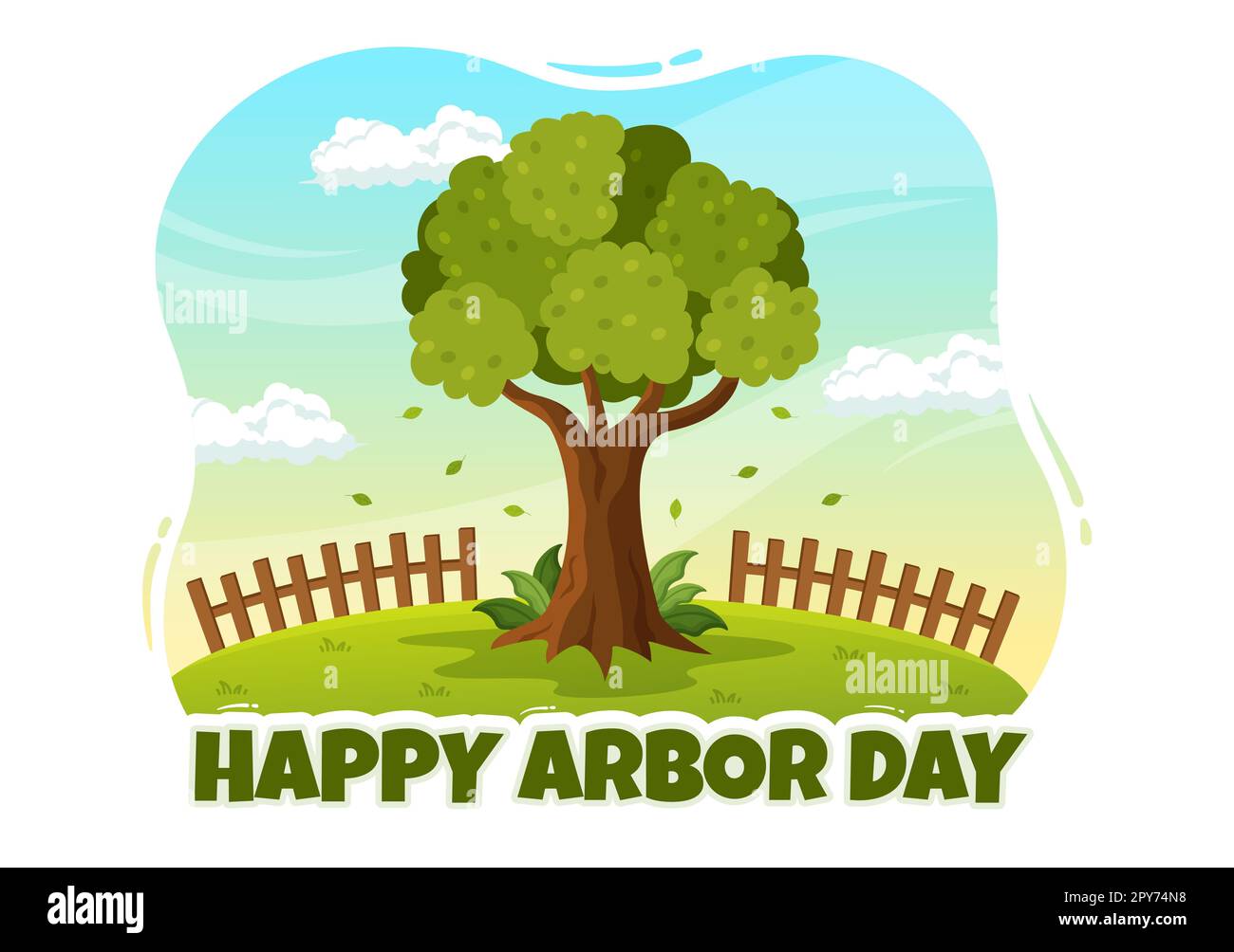 Happy Arbor Day on April 28 Illustration with Green Tree, Garden Tools ...