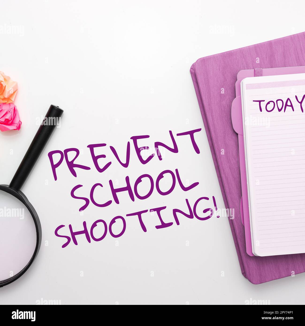 Sign displaying Prevent School Shooting. Word for actions committed to ...