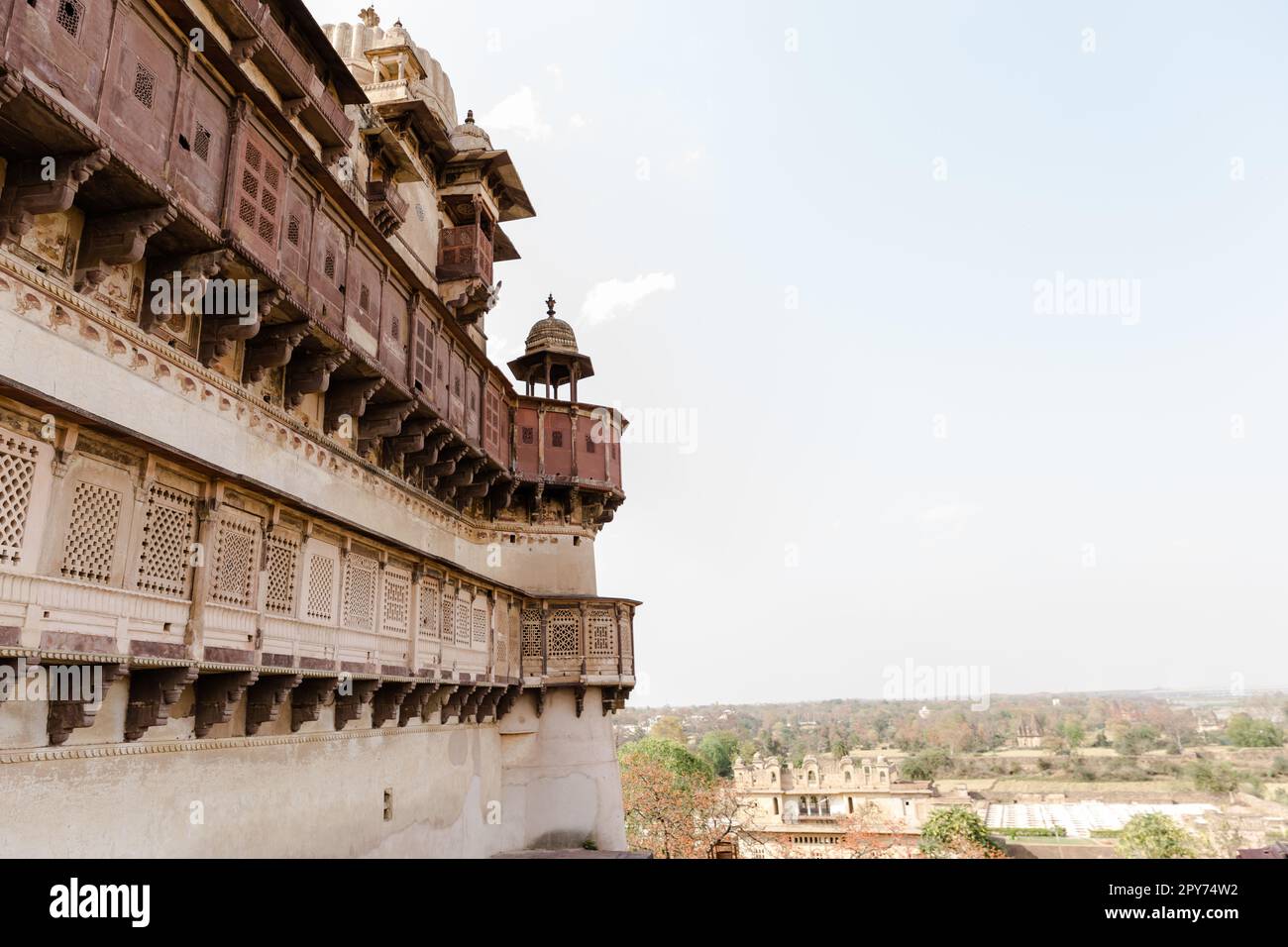 The historic Orchha Fort in India, with its intricate architecture and ...