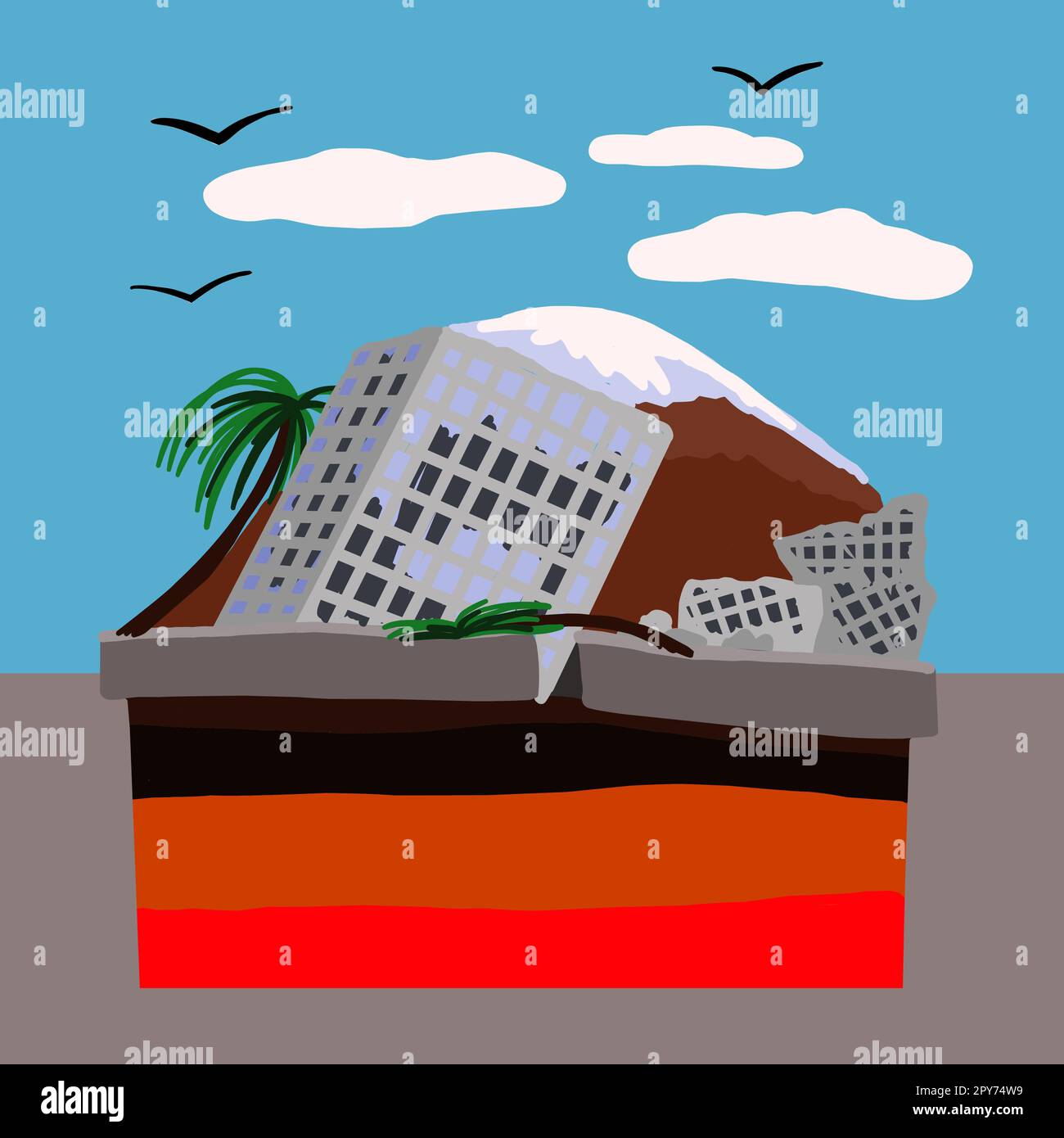 Earthquake. Natural disaster. Movement of tectonic plates illustration ...