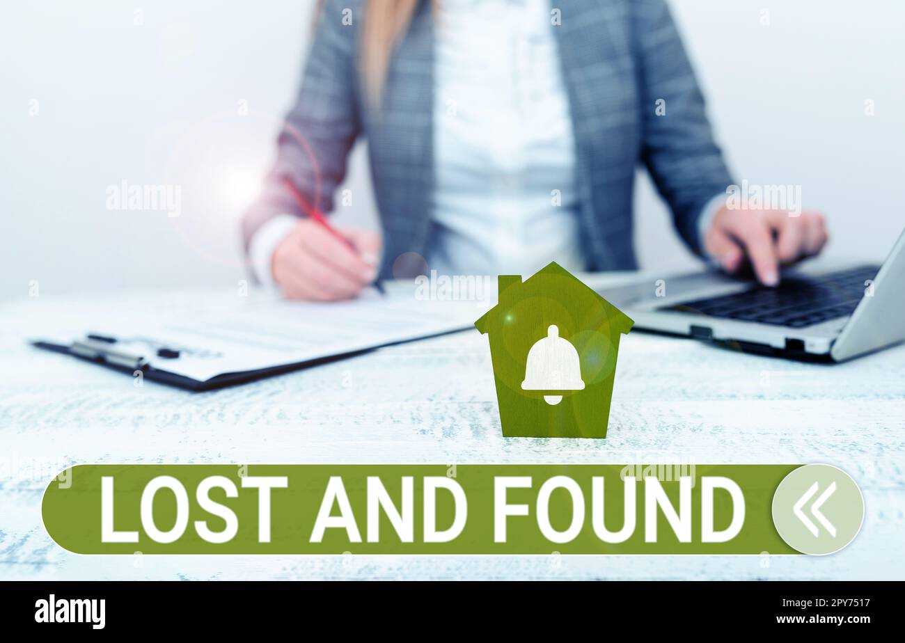 Text showing inspiration Lost And Found. Conceptual photo Place where ...