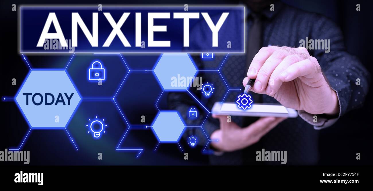 Sign displaying Anxiety. Business idea Excessive uneasiness and ...