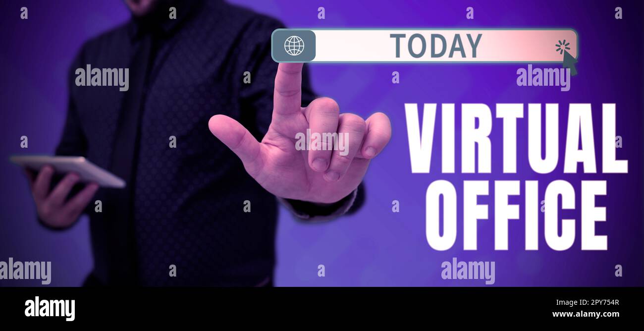 Text showing inspiration Virtual Office. Conceptual photo Mobile work ...