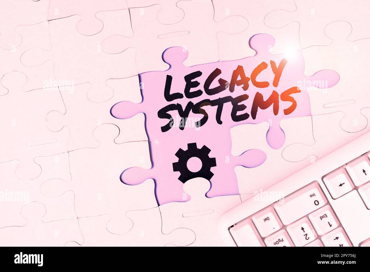 Handwriting text Legacy Systems. Business concept old method technology ...