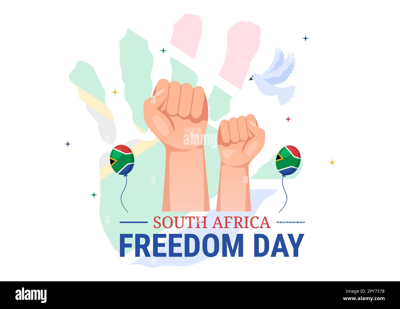 Happy South Africa Freedom Day on 27 April Illustration with Wave Flag ...