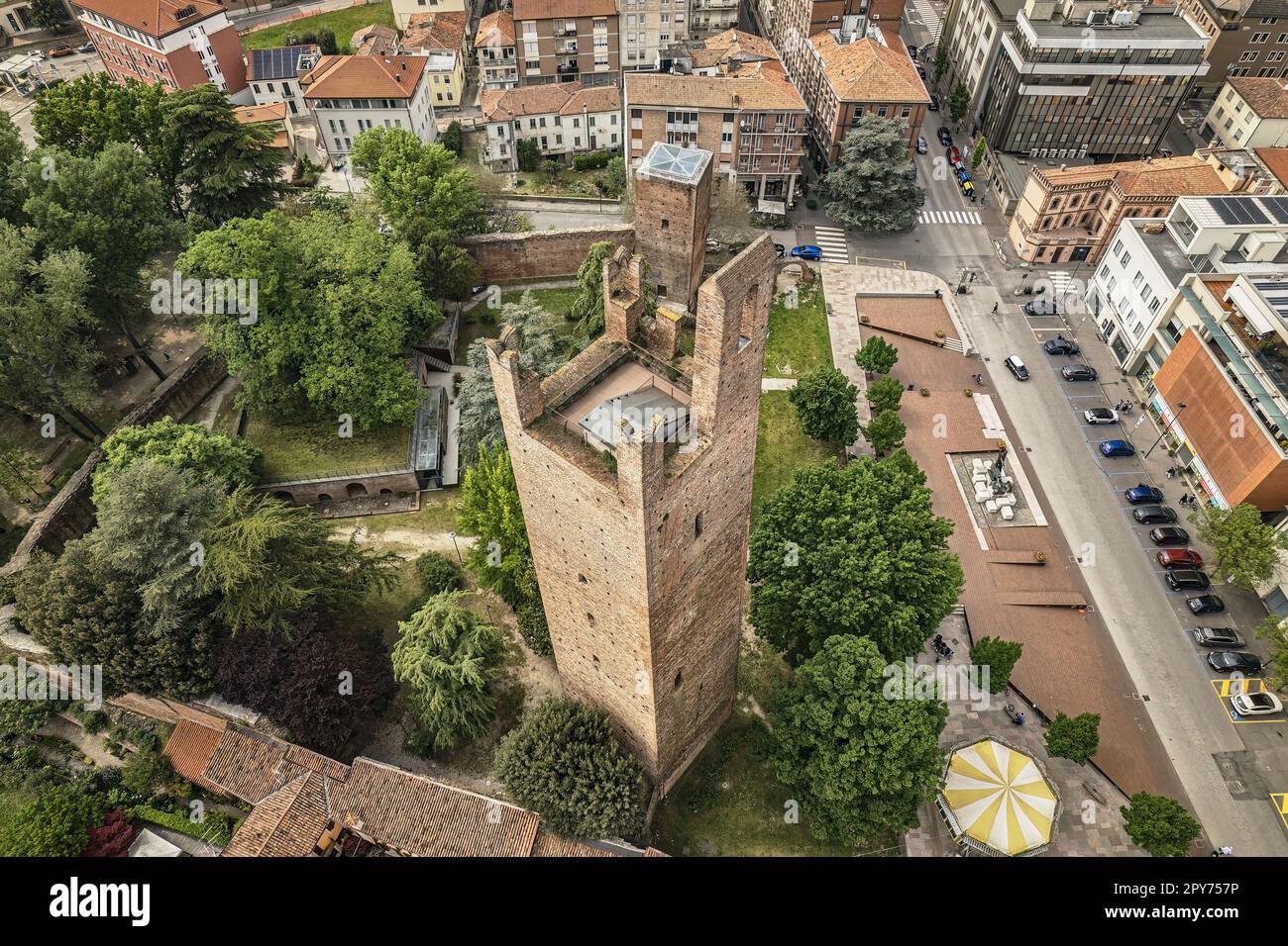 A captivating aerial view of Rovigo city highlighting its iconic and ...