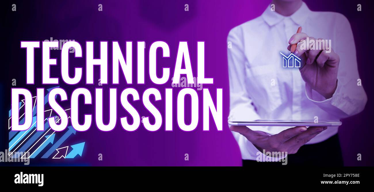 Sign displaying Technical Discussion. Business showcase conversation or ...
