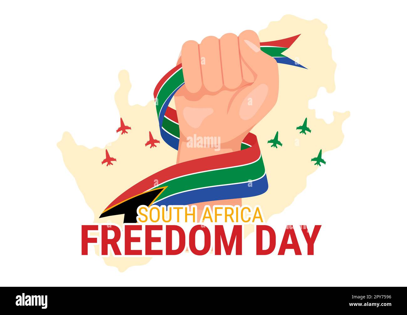 Happy South Africa Freedom Day on 27 April Illustration with Wave Flag ...