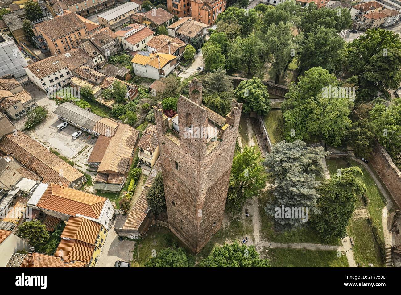 A captivating aerial view of Rovigo city highlighting its iconic and ...