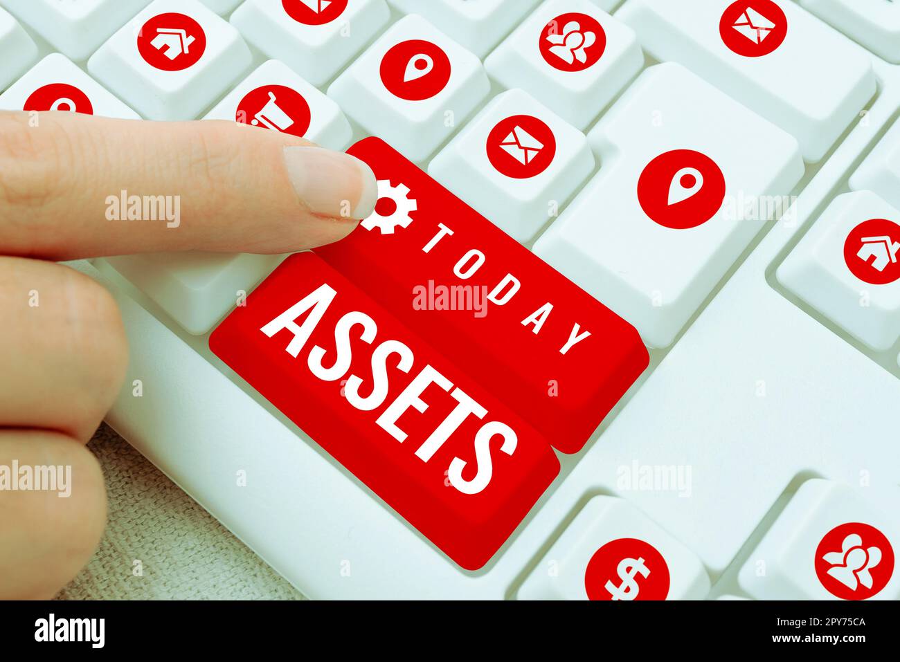 Conceptual display Assets. Business approach item of property owned by ...