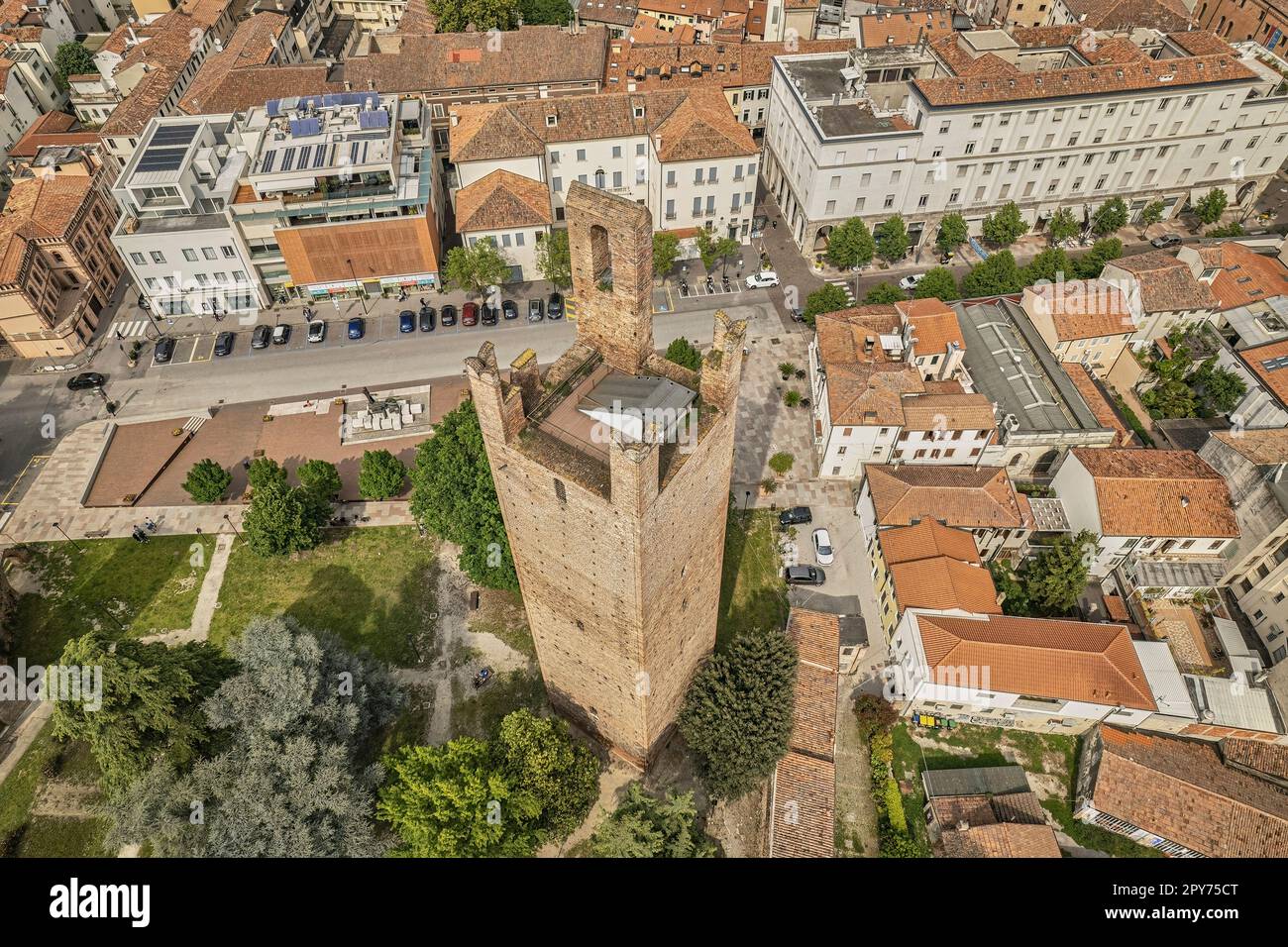 A captivating aerial view of Rovigo city highlighting its iconic and ...