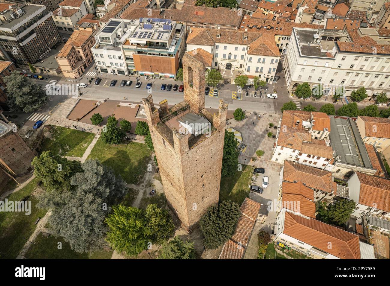 A captivating aerial view of Rovigo city highlighting its iconic and ...