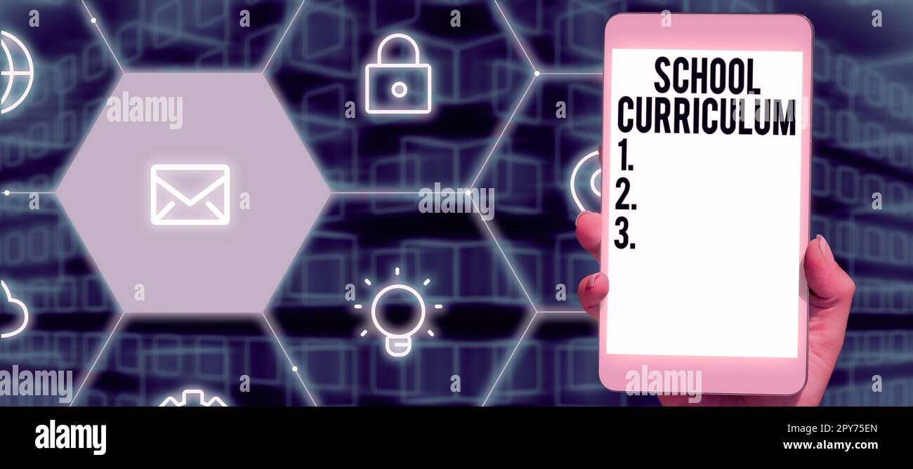 Text showing inspiration School Curriculum. Concept meaning designed to ...