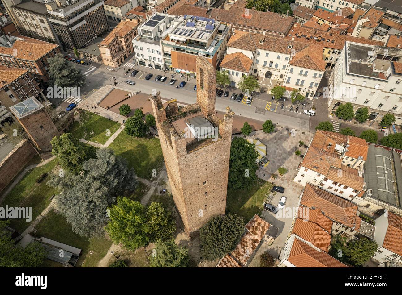 A captivating aerial view of Rovigo city highlighting its iconic and ...