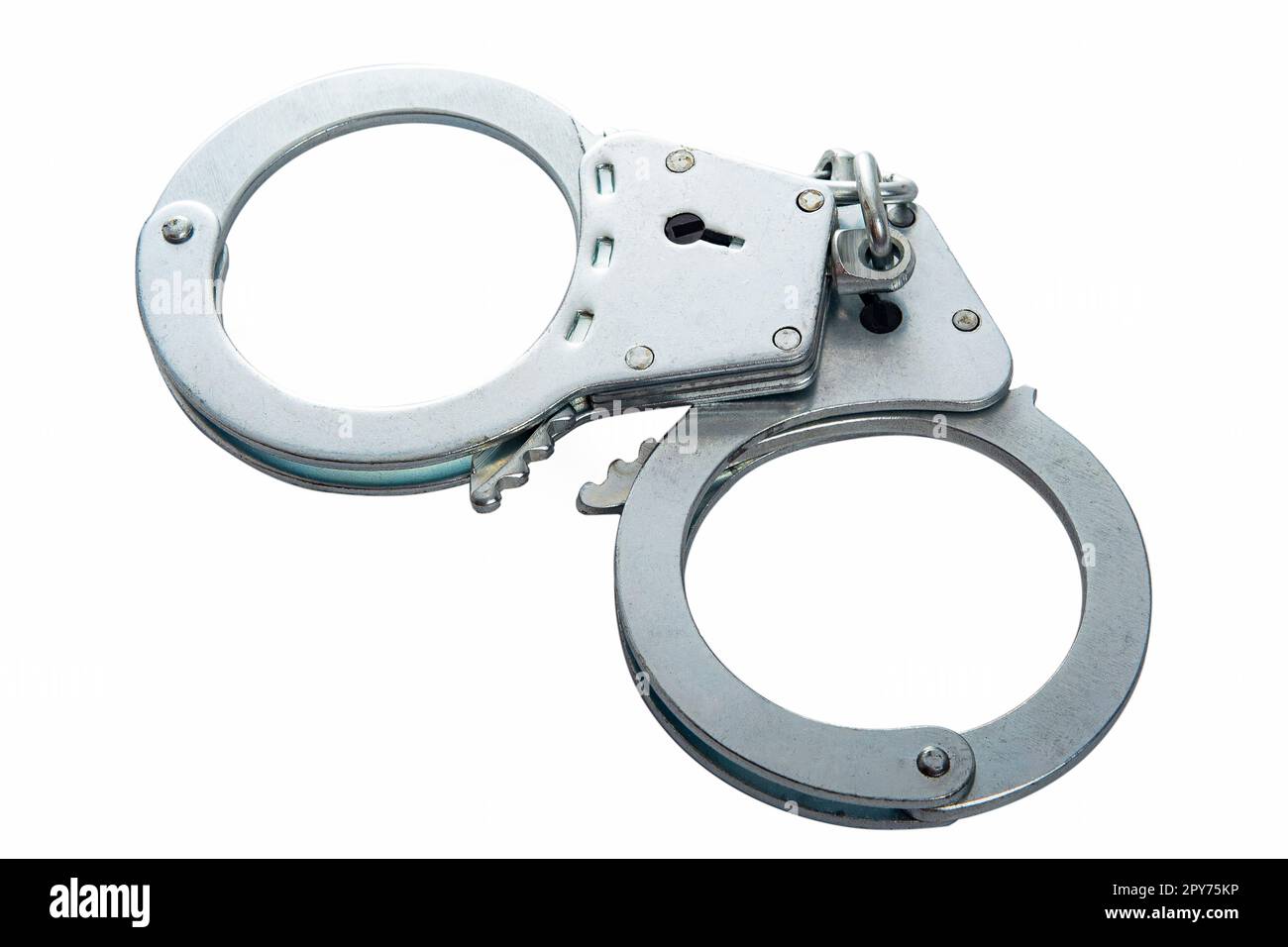 Metal handcuffs on a white isolated background, copy space Stock Photo ...