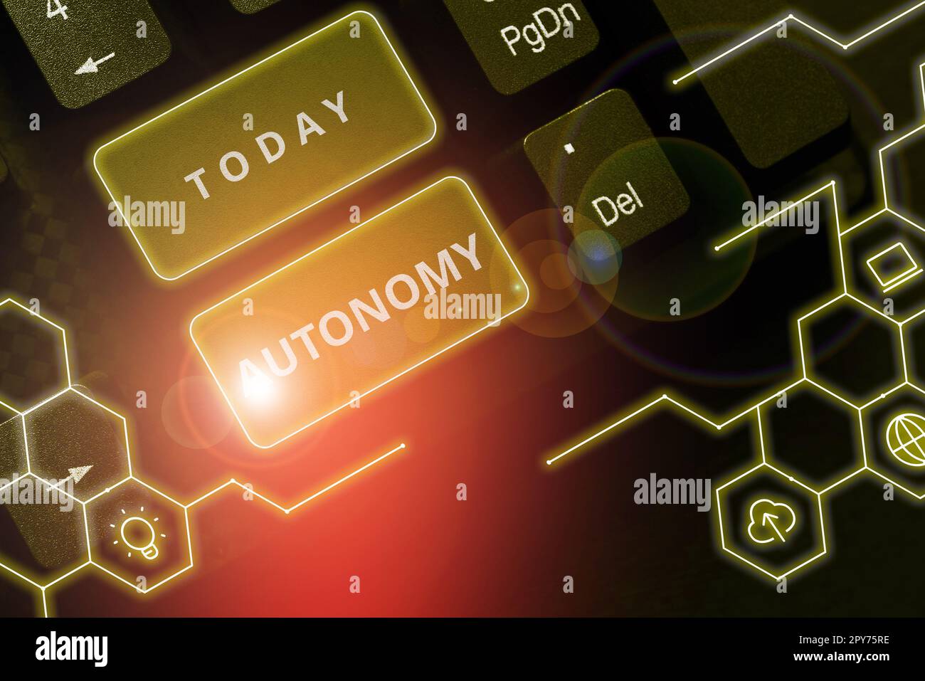 Sign displaying Autonomy. Word for vehicle that can guide itself ...