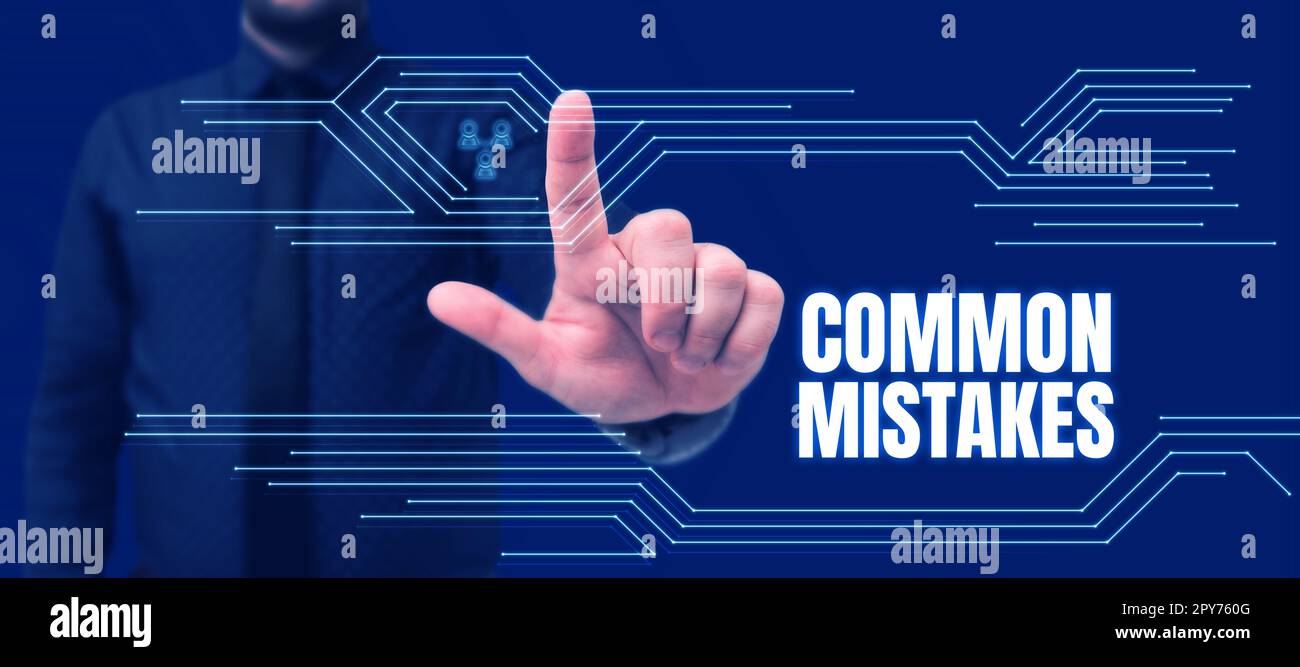 Inspiration showing sign Common Mistakes. Business overview actions ...