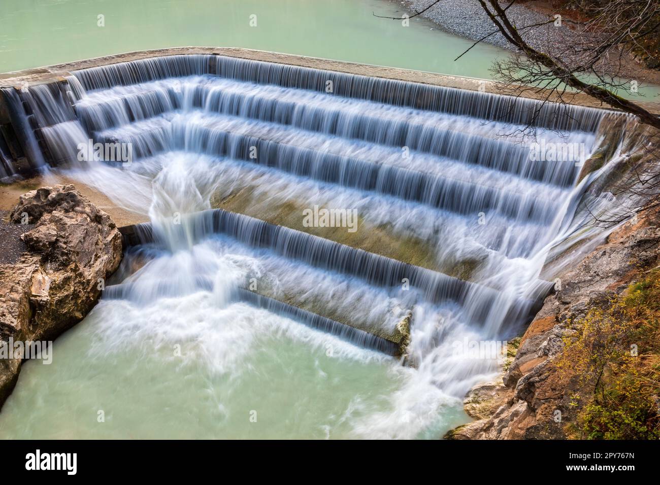 Lechfall, River Lech waterfall in Fuessen, Bavaria, Germany Stock Photo ...