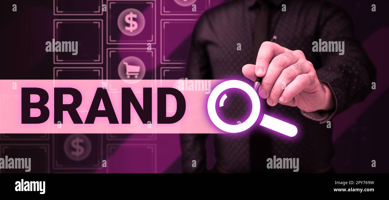 Text caption presenting Brand. Word Written on Type of product ...