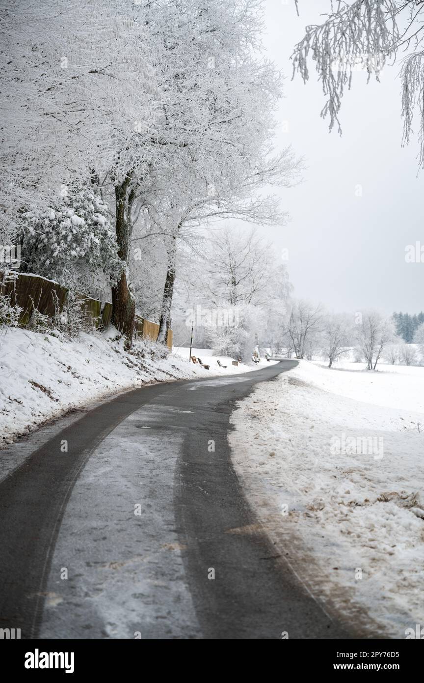 Winter road snow landscape trees hi-res stock photography and images ...