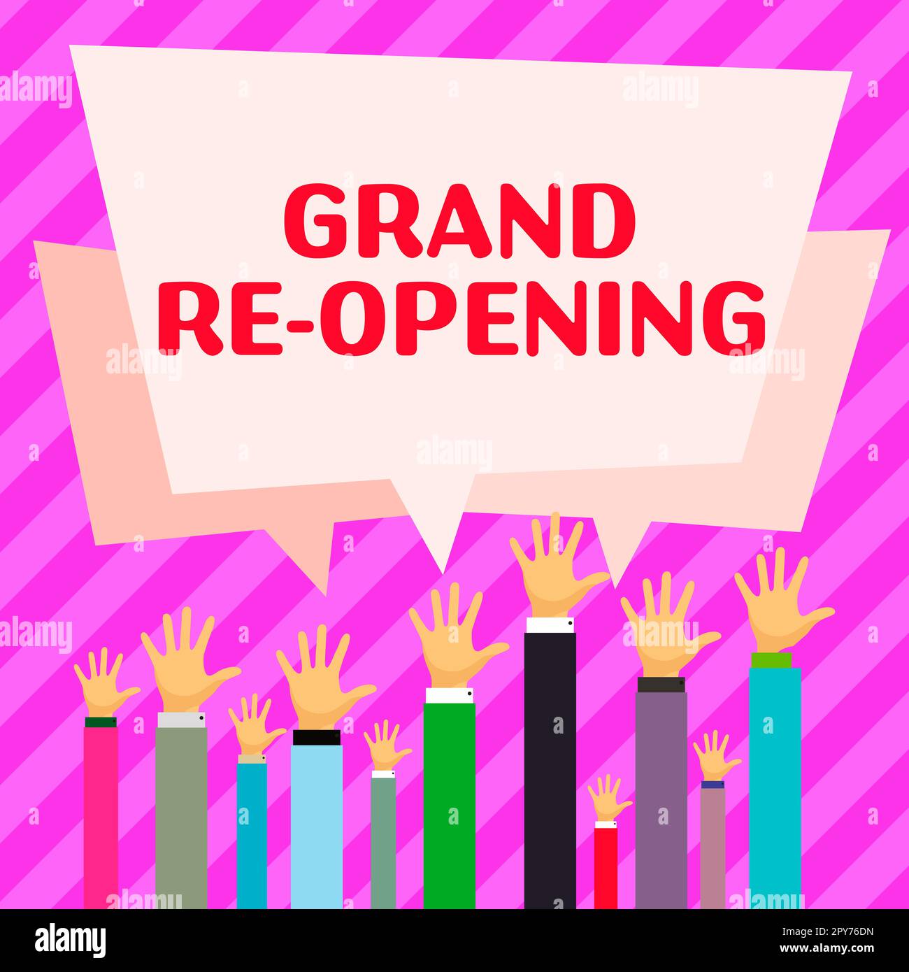 Sign displaying Grand Re Opening. Concept meaning held to mark the ...
