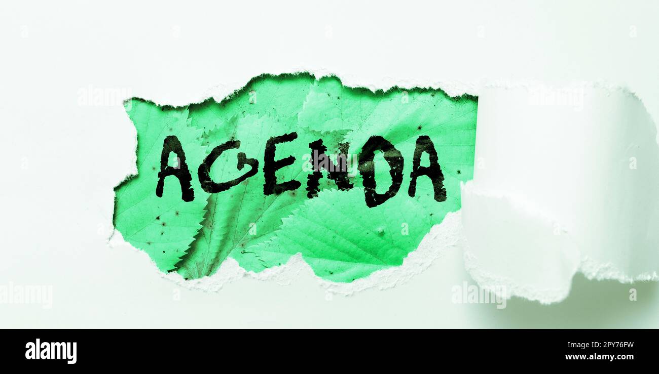 Inspiration showing sign Agenda. Concept meaning To do list of items be ...