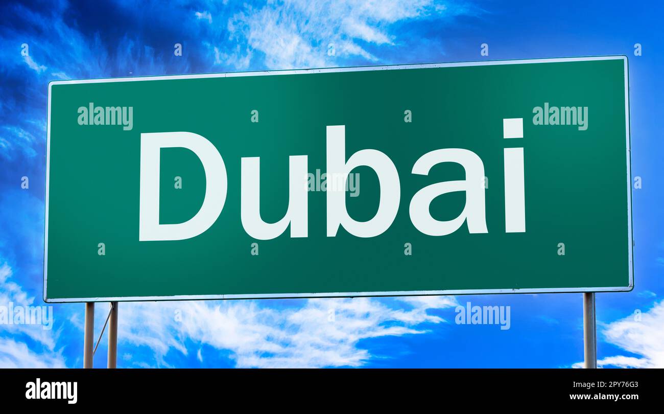 Dubai road traffic sign hi-res stock photography and images - Alamy