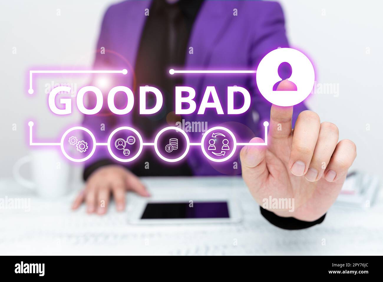 Hand writing sign Good Bad. Business concept to seem to be going to ...