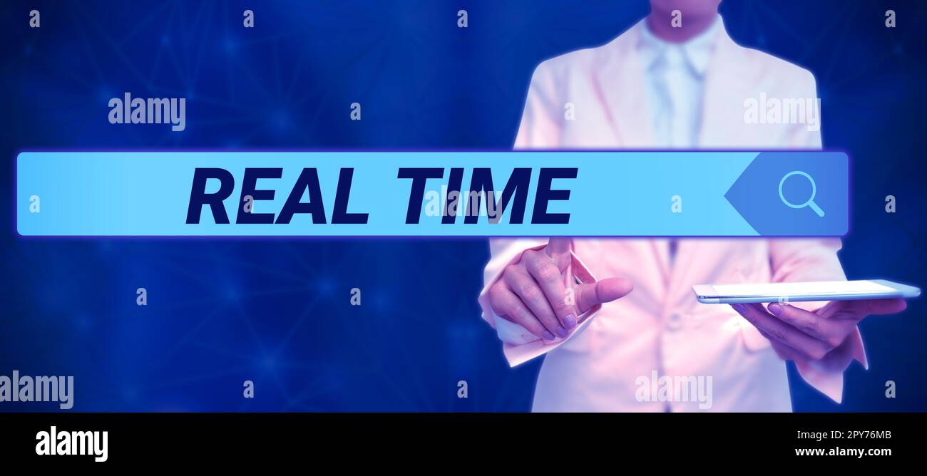 Conceptual caption Real Time. Concept meaning the actual time during ...