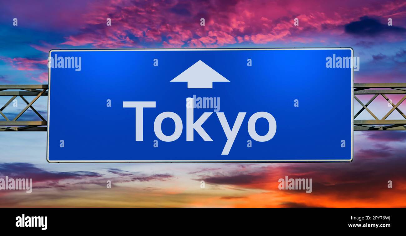 Road sign indicating direction to the city of Tokyo Stock Photo - Alamy