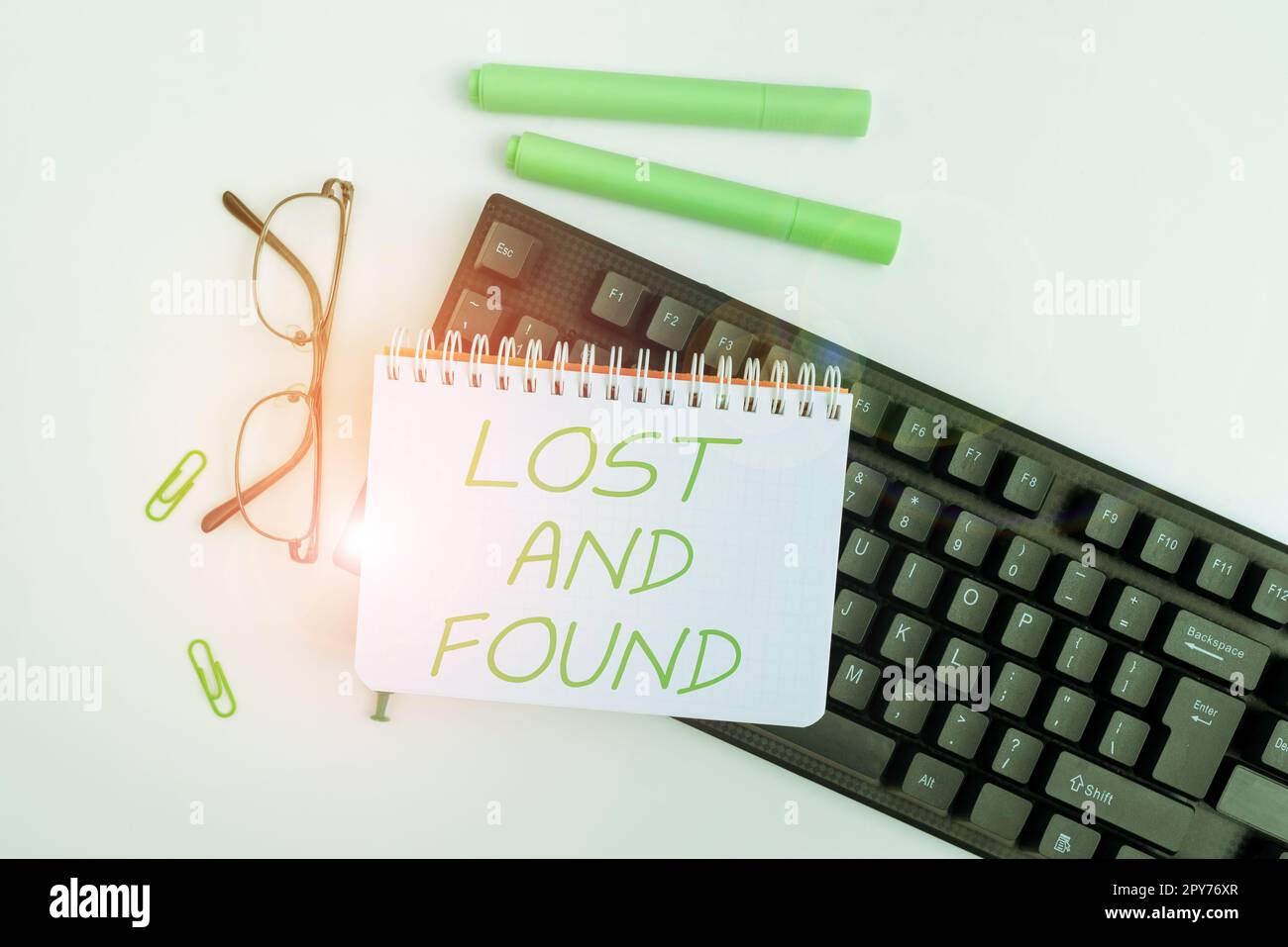 Hand writing sign Lost And Found. Business overview Place where you can ...