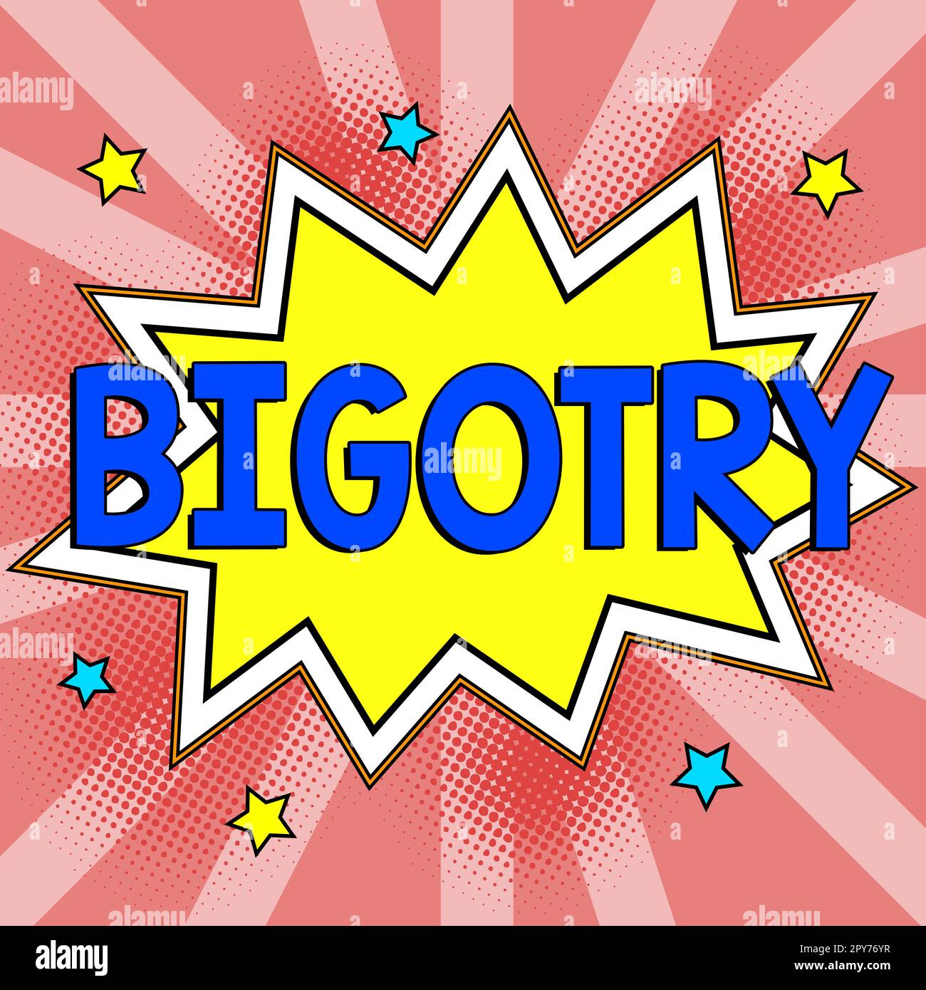Text caption presenting Bigotry. Business overview obstinate or ...