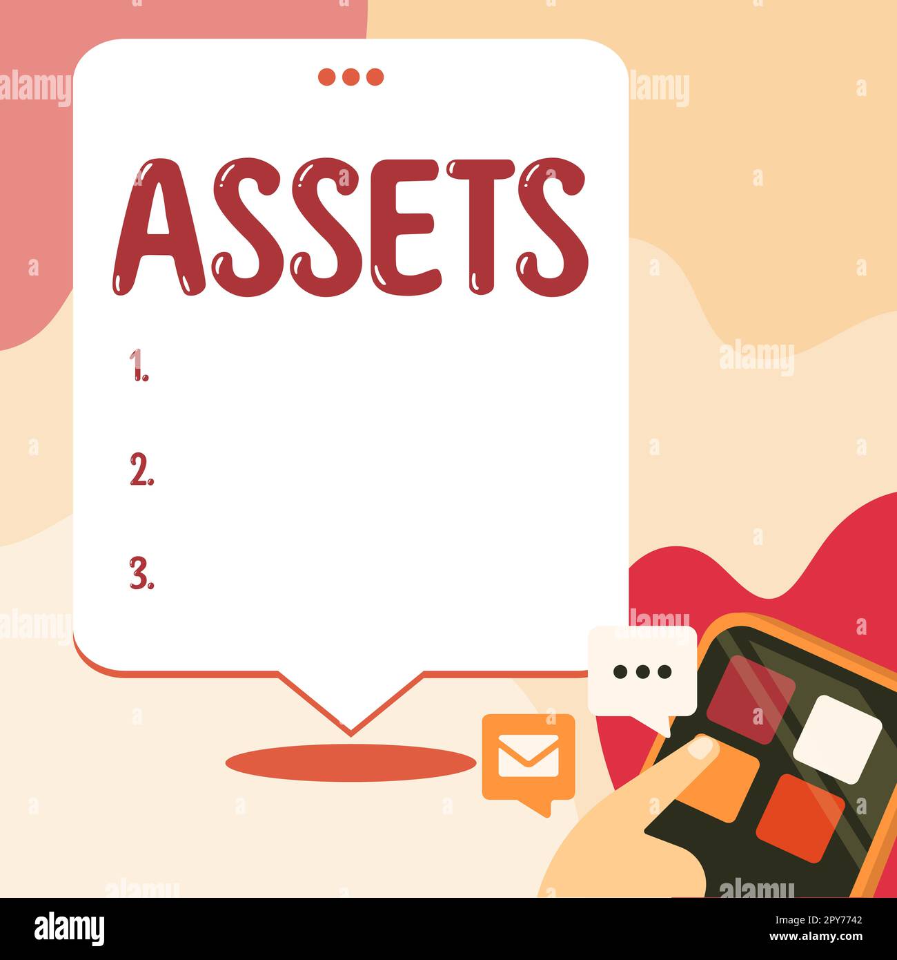Conceptual display Assets. Business concept item of property owned by ...