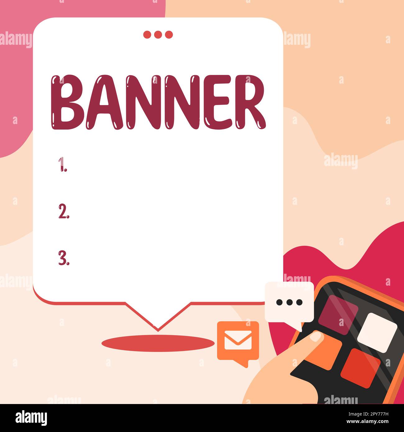 Sign displaying Banner. Word Written on long strip cloth bearing slogan ...