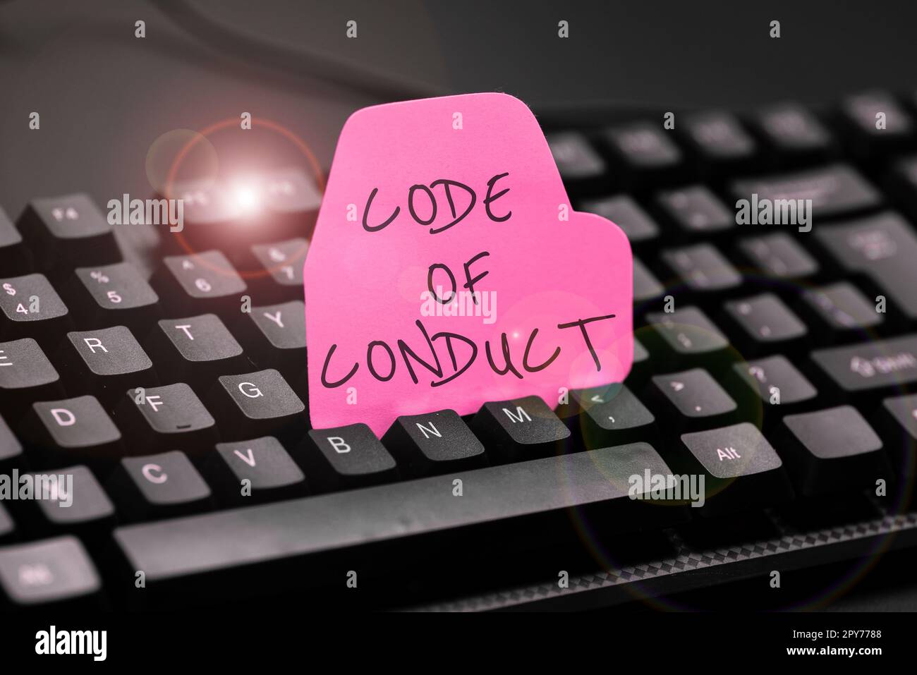 Hand writing sign Code Of Conduct. Concept meaning Ethics rules moral ...