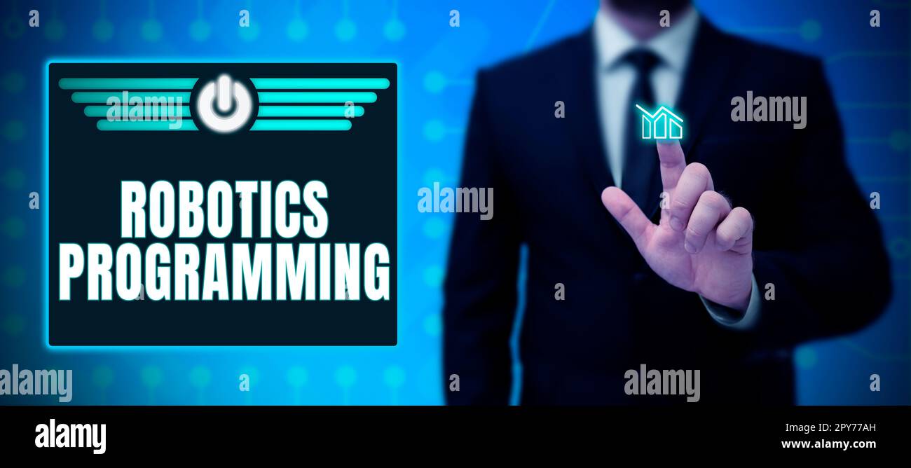 Text sign showing Robotics Programming. Business showcase software that used to perform ...