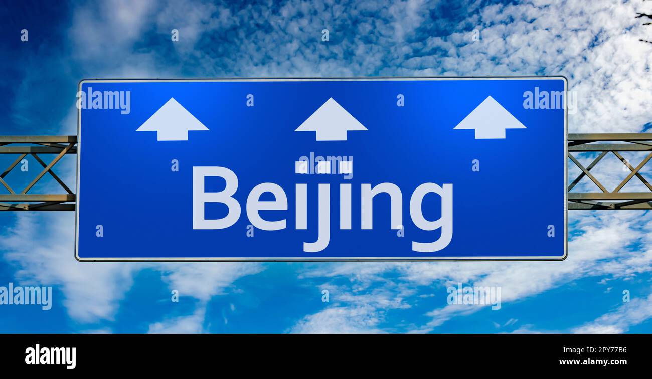 Road sign indicating direction to the city of Beijing Stock Photo - Alamy