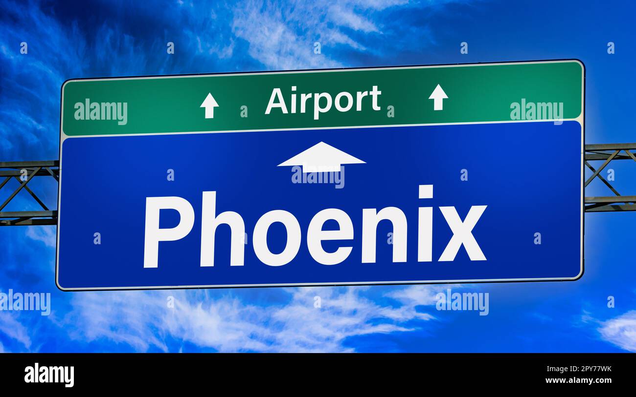 Road sign indicating direction to the city of Phoenix Stock Photo - Alamy