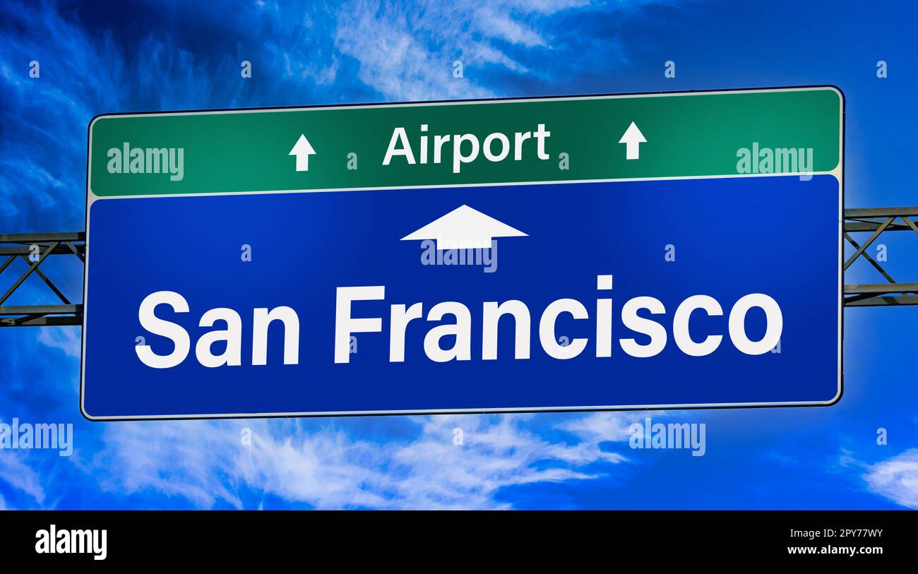 Road sign indicating direction to the city of San Francisco Stock Photo ...