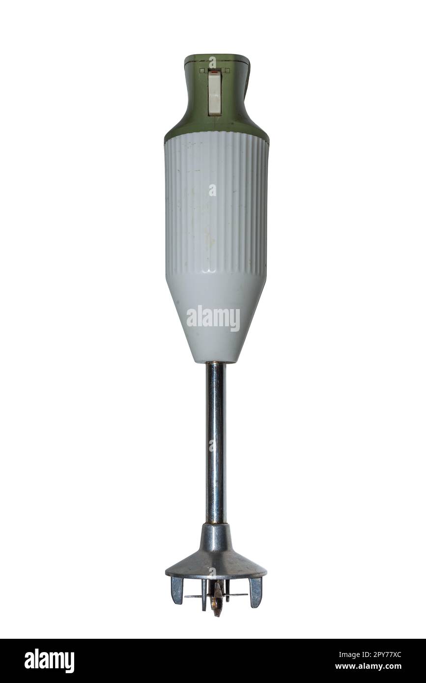 Old electric hand blender isolated against a white background Stock ...