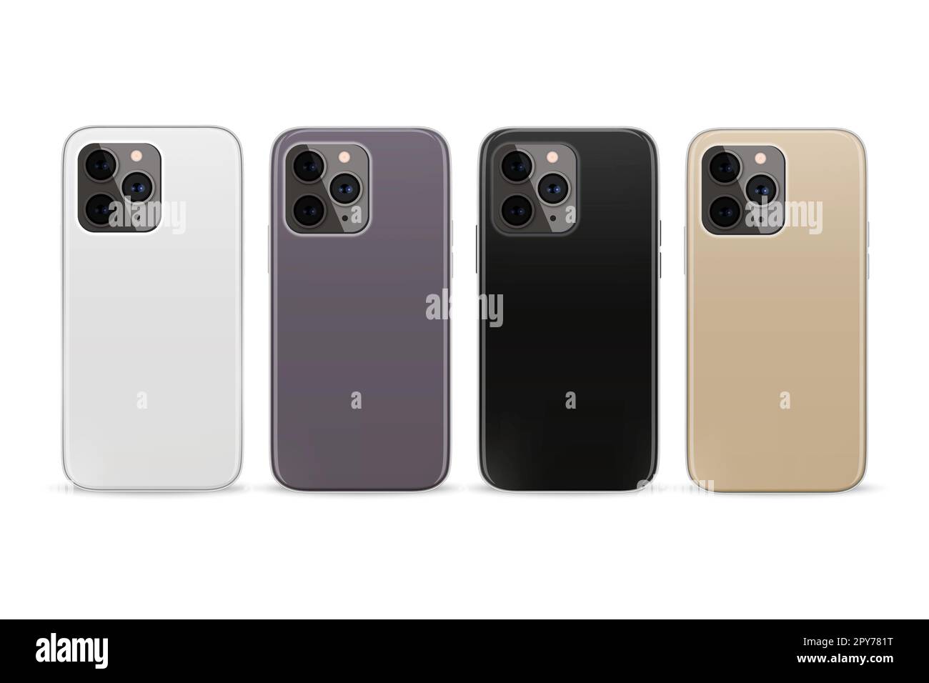 Vector 3d Realistic Smartphone Case Set. Telephone Design Template for ...